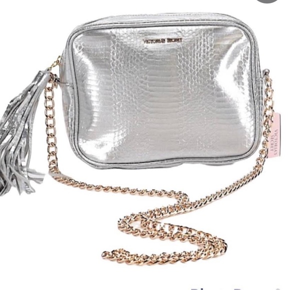 Victoria's Secret | Bags | Victorias Secret Metallic Silver Crossbody ...